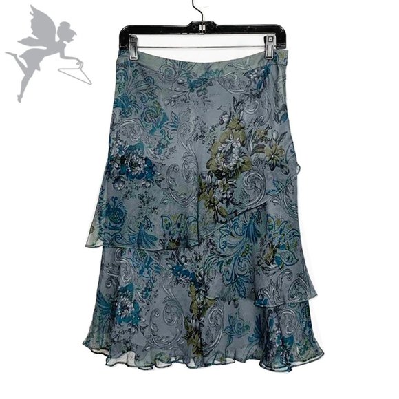 Kate Hill | Skirts | Nwt Kate Hill Floral Watercolour Print Silk Tiered ...